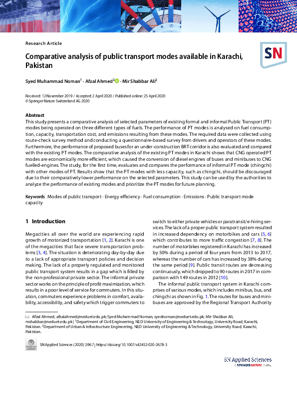 (PDF) Comparative analysis of public transport modes available in ...