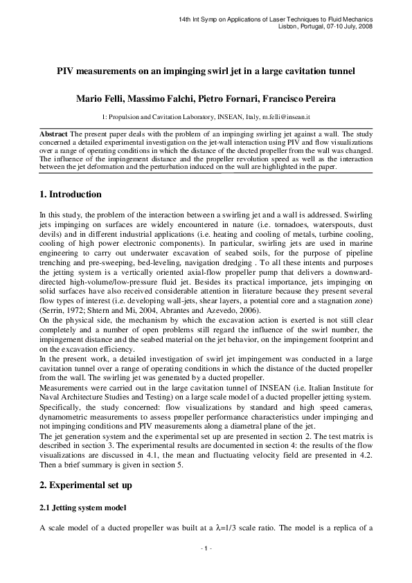 (PDF) PIV measurements on an impinging swirl jet in a large cavitation ...
