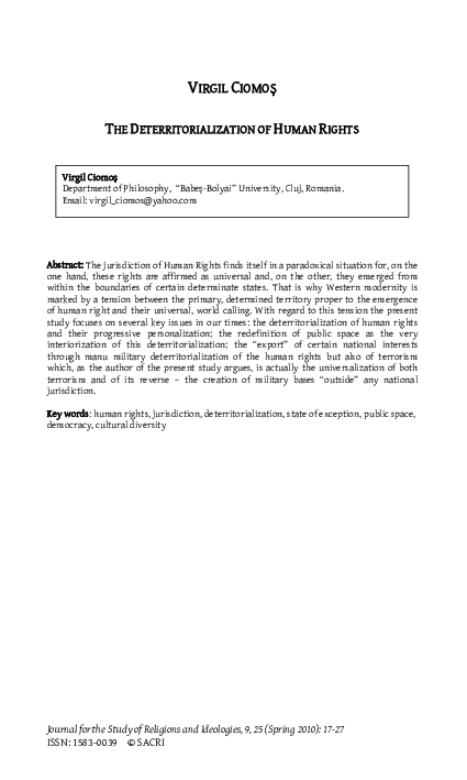 (PDF) The Deterritorialization of Human Rights