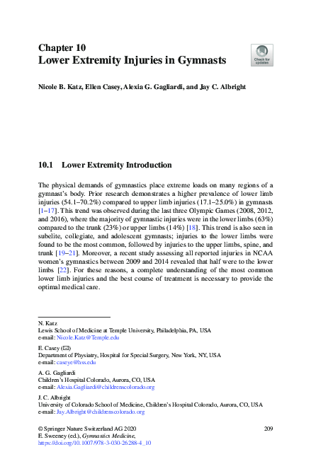(PDF) Lower Extremity Injuries in Gymnasts