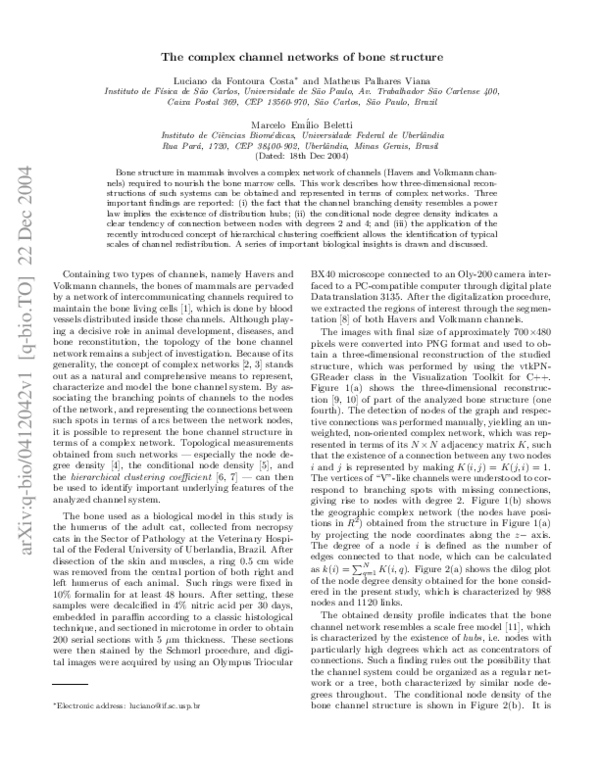 (PDF) Complex channel networks of bone structure