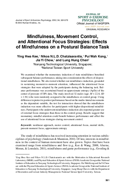 (PDF) Mindfulness, Movement Control, and Attentional Focus Strategies: Effects of Mindfulness on ...