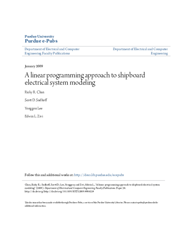 Pdf A Linear Programming Approach To Shipboard Electrical System Modeling
