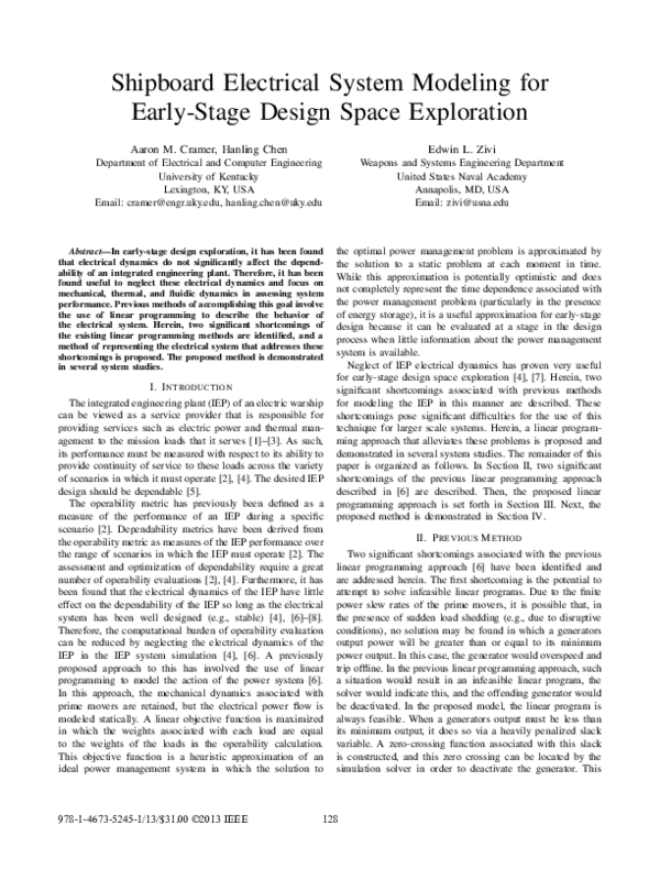 (PDF) Shipboard electrical system modeling for early-stage design space exploration