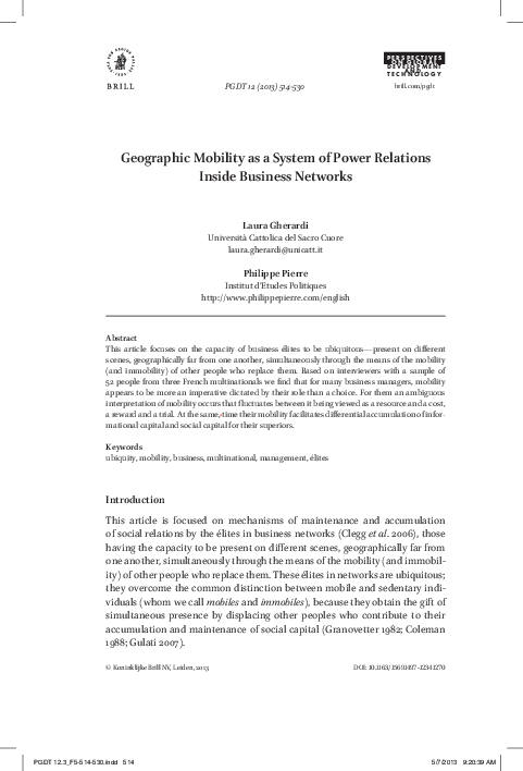 (PDF) Geographic Mobility as a System of Power Relations Inside ...