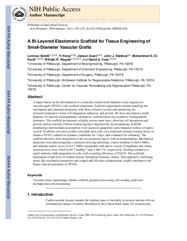 (PDF) A bilayered elastomeric scaffold for tissue engineering of small ...