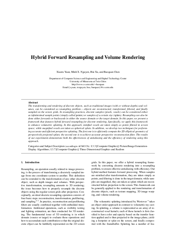 (PDF) Hybrid forward resampling and volume rendering