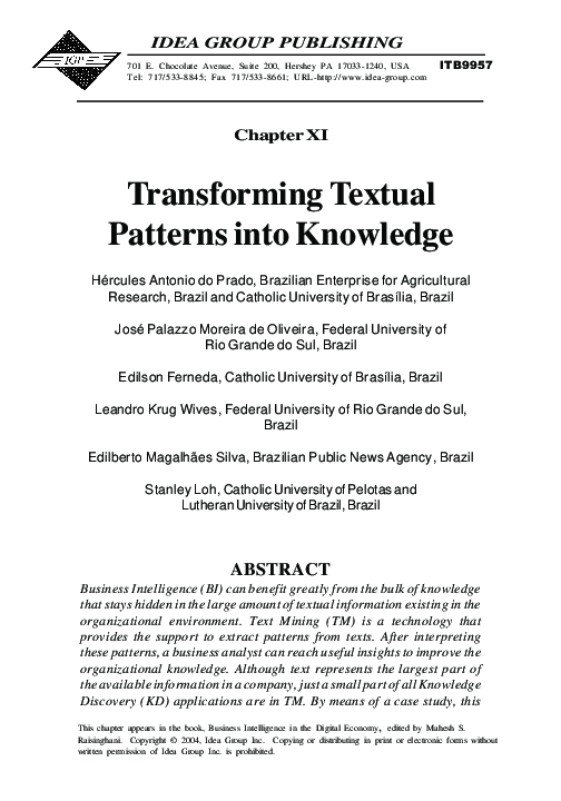 (PDF) Transforming Textual Patterns into Knowledge