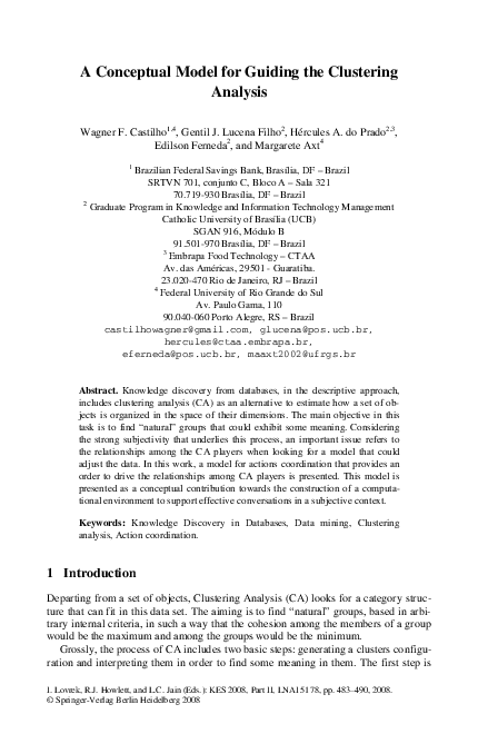 (PDF) A Conceptual Model for Guiding the Clustering Analysis