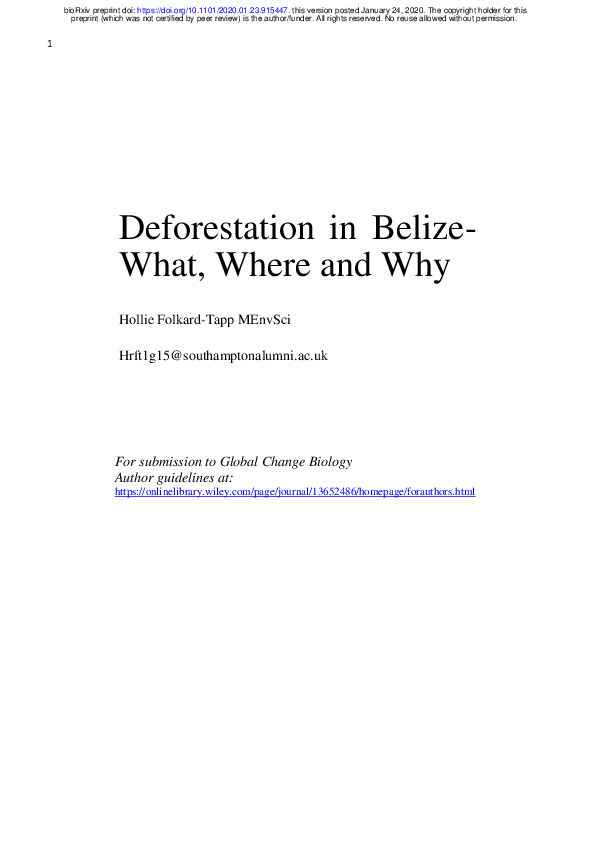 (PDF) Deforestation in Belize-What, Where and Why