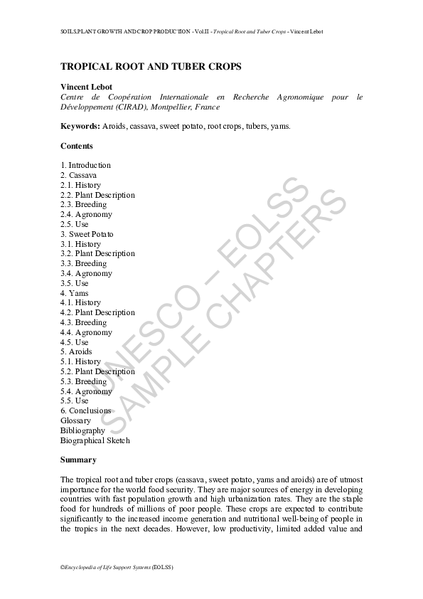 (PDF) Tropical Root and Tuber Crops