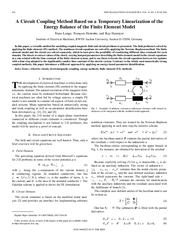 (PDF) A Circuit Coupling Method Based on a Temporary Linearization of the Energy Balance of the ...