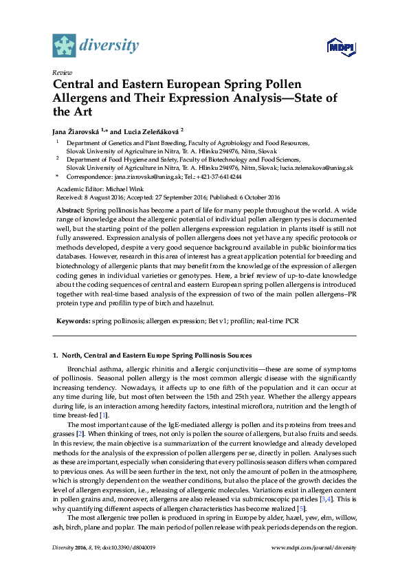 (PDF) Central and Eastern European Spring Pollen Allergens and Their ...