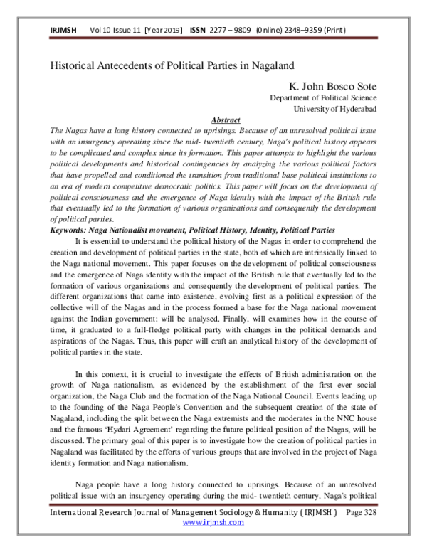 (PDF) Historical Antecedents of Political Parties in Nagaland