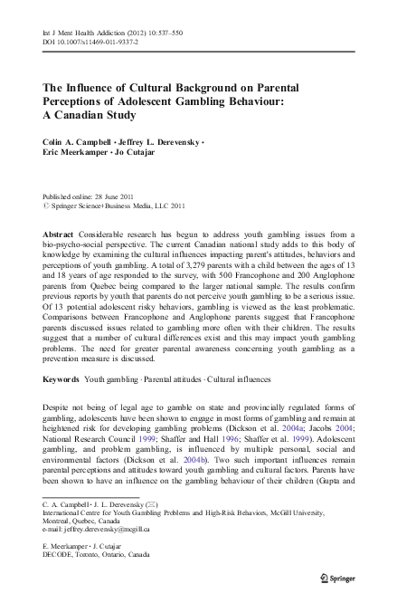 (PDF) The Influence of Cultural Background on Parental Perceptions of ...