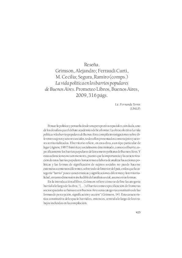 (PDF) Grimson, Alejandro; Ferraudi Curti, M. Cecilia; Segura, Ramiro ...