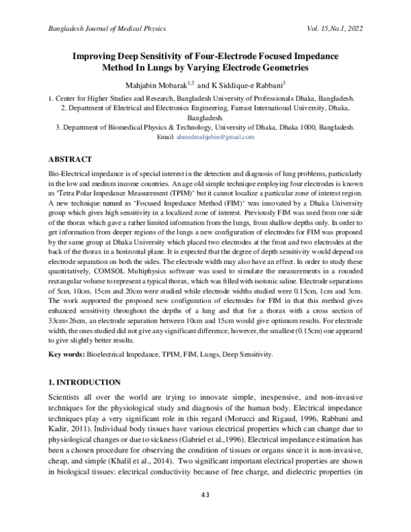(PDF) Improving Deep Sensitivity of Four-Electrode Focused Impedance Method In Lungs by Varying ...