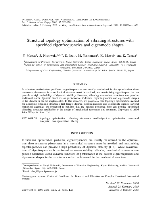 (PDF) Structural topology optimization of vibrating structures with specified eigenfrequencies ...