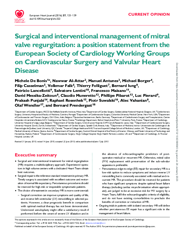 (PDF) Surgical and interventional management of mitral valve ...