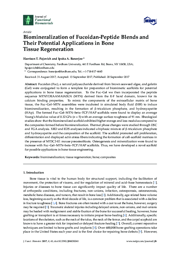 (PDF) Biomineralization of Fucoidan-Peptide Blends and Their Potential ...