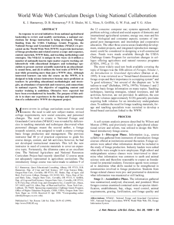 (PDF) World Wide Web Curriculum Design Using National Collaboration