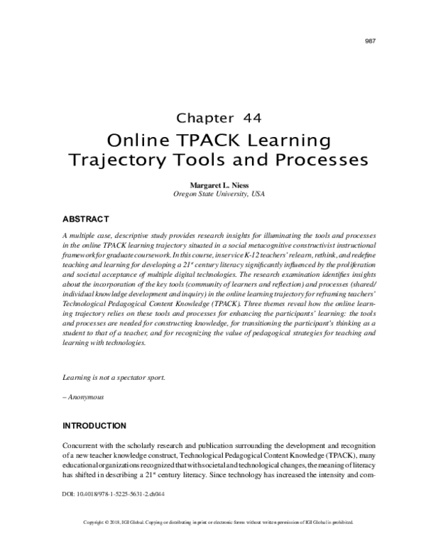 (PDF) Online TPACK Learning Trajectory Tools and Processes