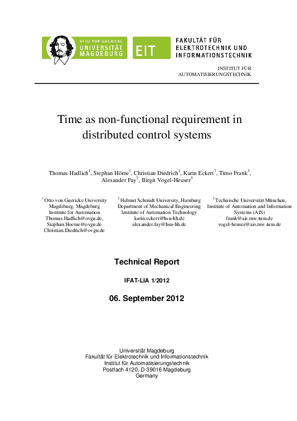 (PDF) Time as non-functional requirement in distributed control systems | Thomas Hadlich ...
