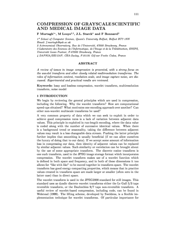 (PDF) Compression of grayscale scientific and medical image data
