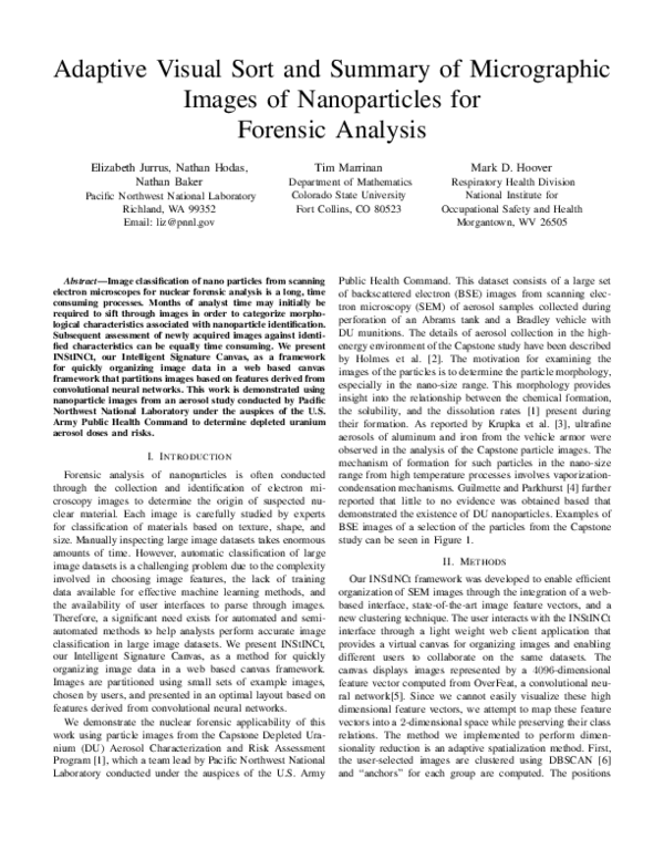 (PDF) Adaptive visual sort and summary of micrographic images of nanoparticles for forensic ...