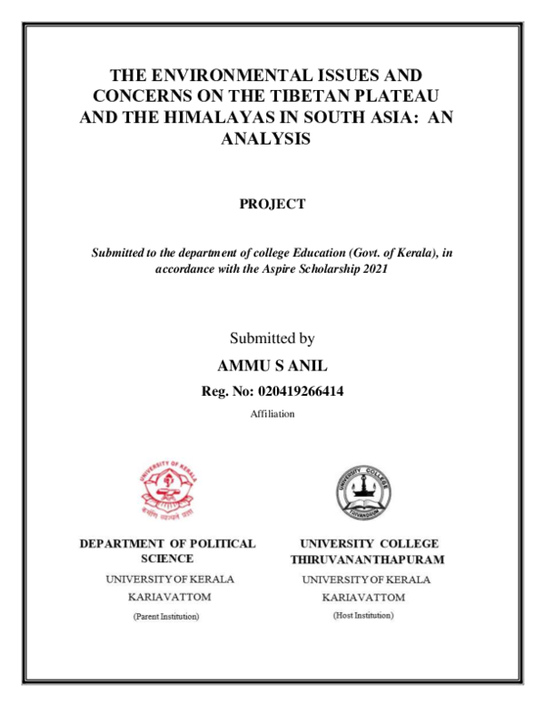 (PDF) THE ENVIRONMENTAL ISSUES AND CONCERNS ON THE TIBETAN PLATEAU AND ...