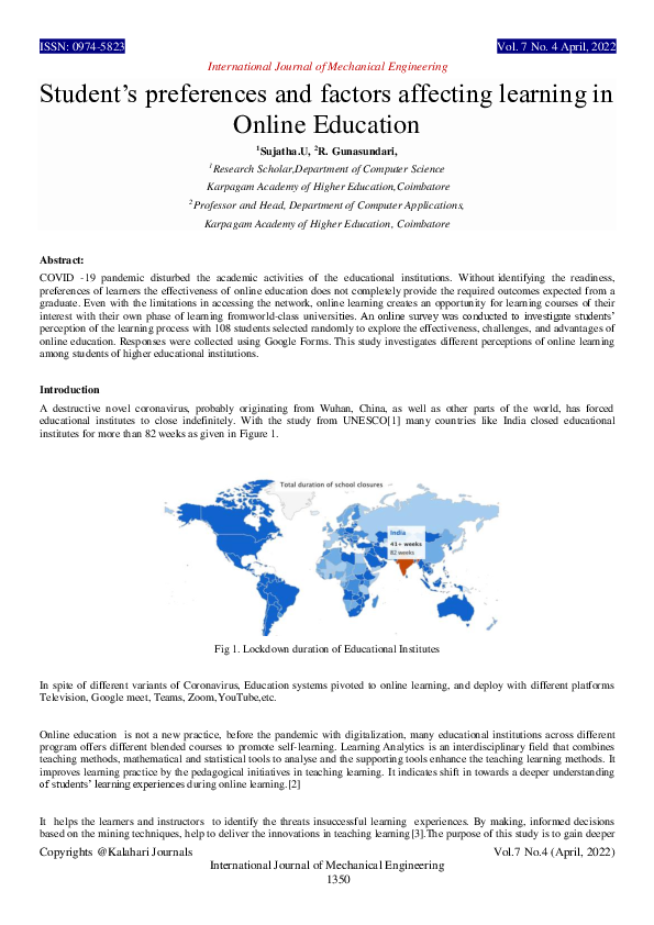 (PDF) Student's preferences and factors affecting learning in Online ...