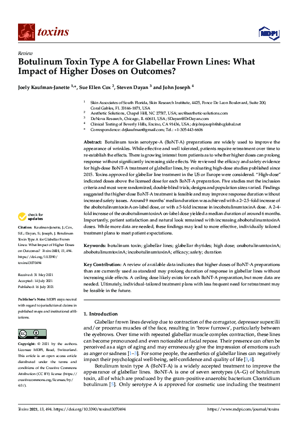 (PDF) Botulinum Toxin Type A for Glabellar Frown Lines: What Impact of ...