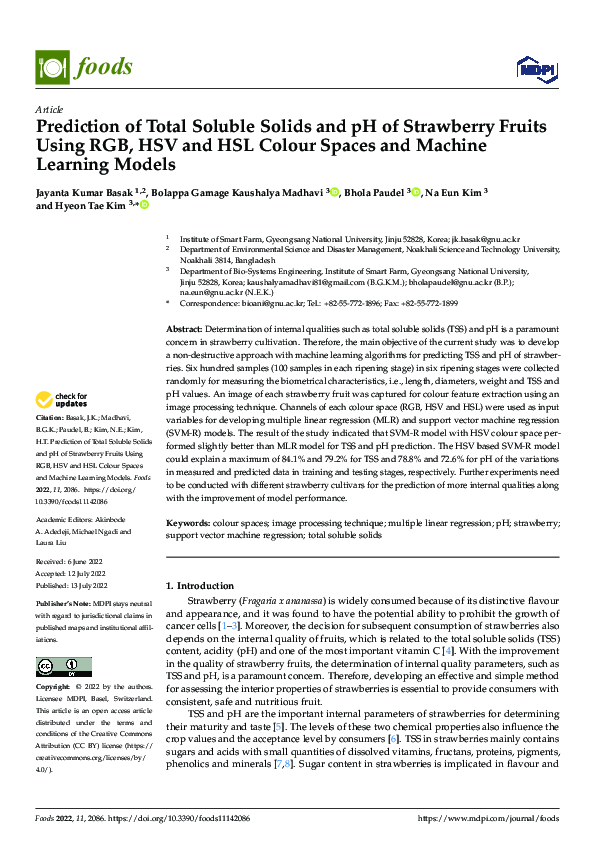 (PDF) Prediction of Total Soluble Solids and pH of Strawberry Fruits ...