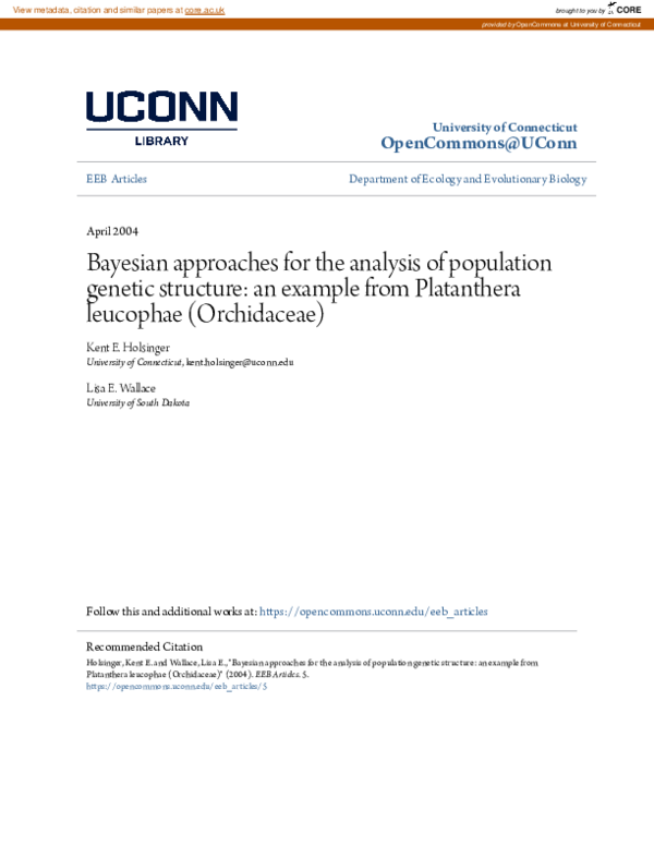 (PDF) Bayesian approaches for the analysis of population genetic structure: an example from ...