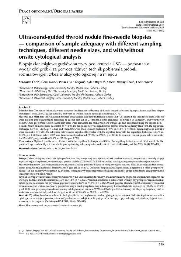 (PDF) Ultrasound-guided thyroid nodule fine-needle biopsies ...