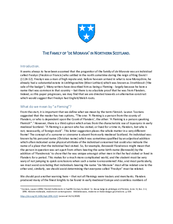 (PDF) THE FAMILY OF 'DE MORAVIA' IN NORTHERN SCOTLAND
