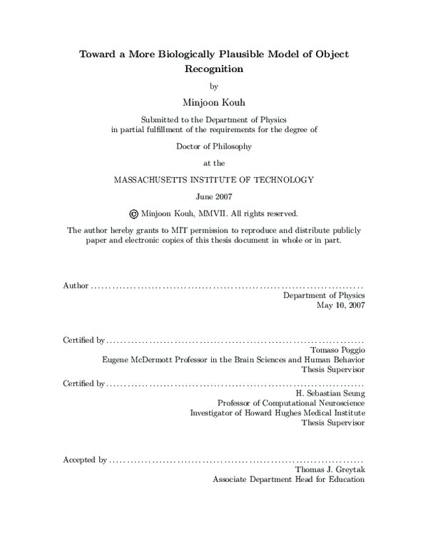 (PDF) Toward a more biologically plausible model of object recognition