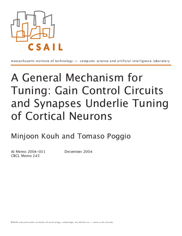 (PDF) Tuning Mechanisms in Cortical Neurons