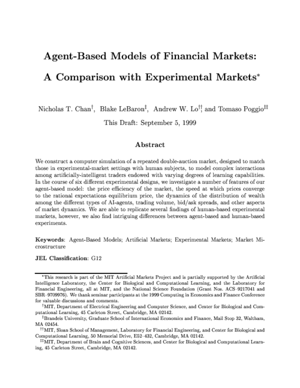(PDF) Agent-Based Models of Financial Markets: A Comparison with ...