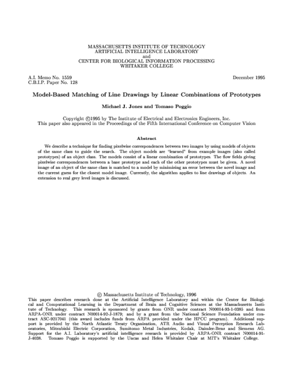 (PDF) Model-Based Matching of Line Drawings by Linear Combinations of Prototypes