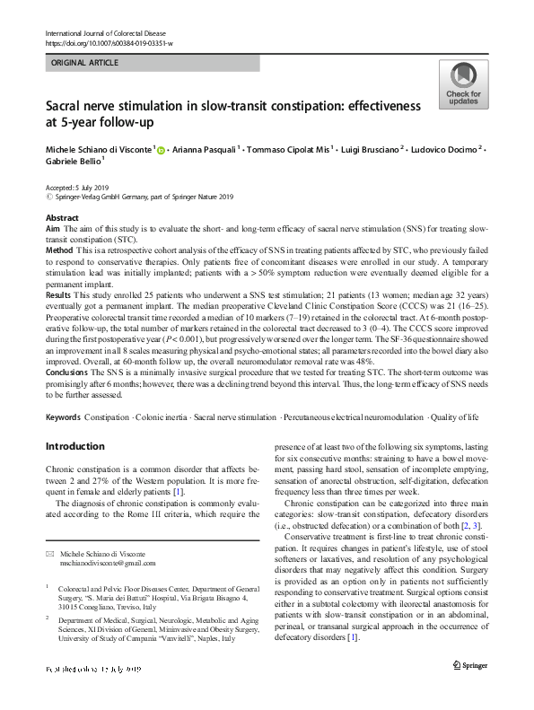 (PDF) Sacral nerve stimulation in slow-transit constipation ...