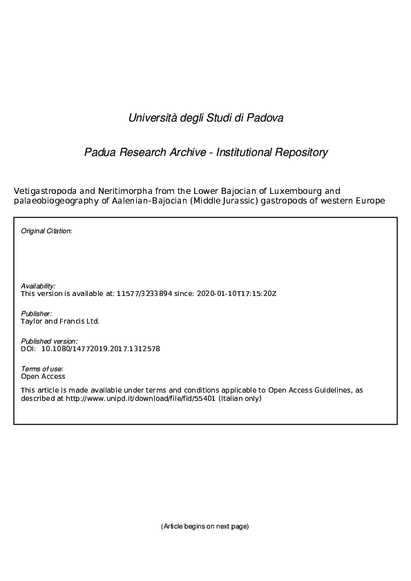 (PDF) Vetigastropoda and Neritimorpha from the Lower Bajocian of ...