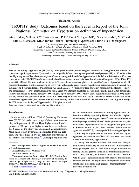 (PDF) TROPHY study: Outcomes based on the Seventh Report of the Joint ...