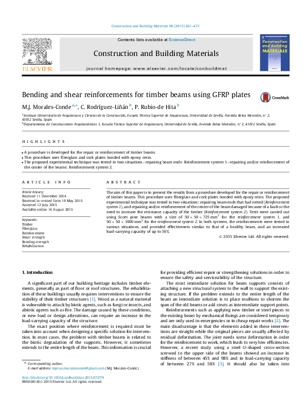 (PDF) Bending and shear reinforcements for timber beams using GFRP plates