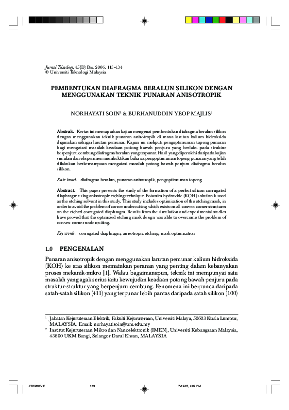(PDF) Pembentukan Diafragma Beralun Silikon Dengan Menggunakan Teknik ...