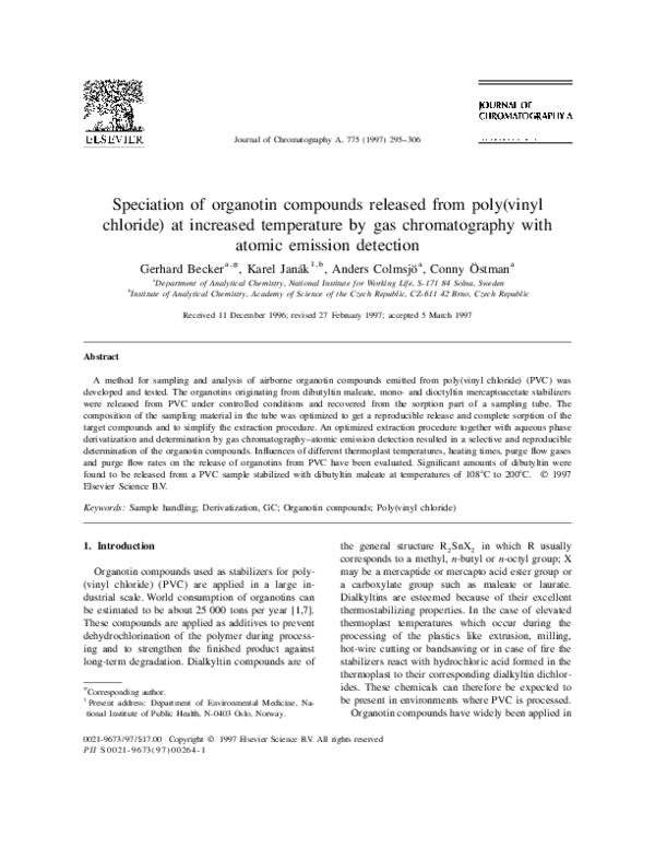 (PDF) Speciation of organotin compounds released from poly(vinyl ...