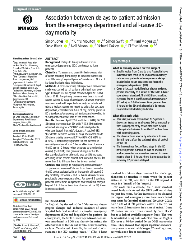 (PDF) Association between delays to patient admission from the ...