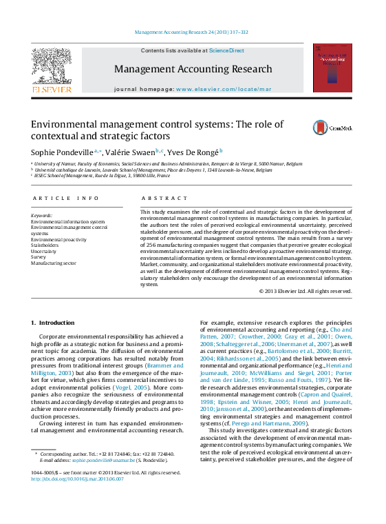 (PDF) Environmental management control systems: The role of contextual ...