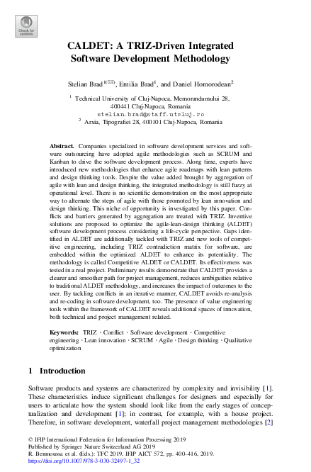 (PDF) CALDET: A TRIZ-Driven Integrated Software Development Methodology