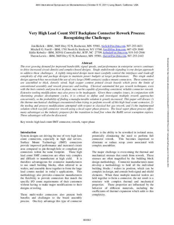 (PDF) Very High Lead Count SMT Backplane Connector Rework Process ...